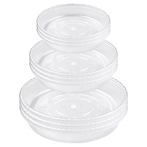 yuntop 9 Pack Clear Plastic Plant Saucer, Durable Plant Trays Flower Plant Pot Saucer Plant Container Accessories for Indoors & Outdoors, Stop Messes & Stains in Your Garden (6"+8"+10")