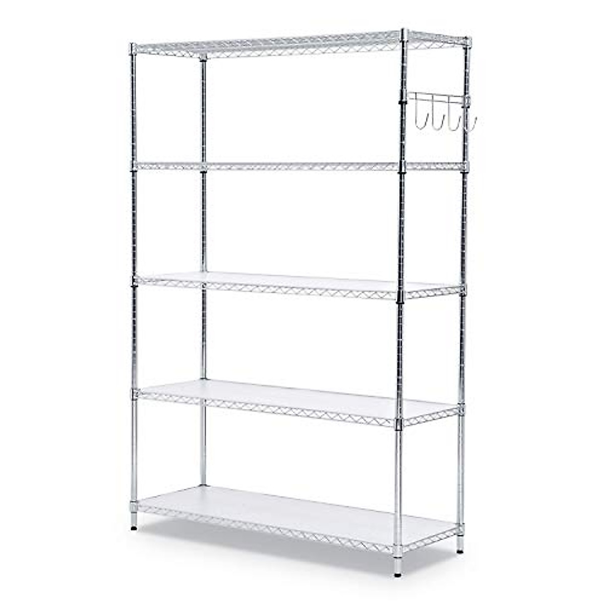 Alera 5-Shelf Wire Shelving Kit with Casters and Shelf Liners, 48w x 18d x 72h, Silver