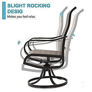 VONZOY Patio Swivel Chairs Set of 2, High Back Outdoor Dining Chair with Textilene Mesh Fabric for Lawn Garden Backyard