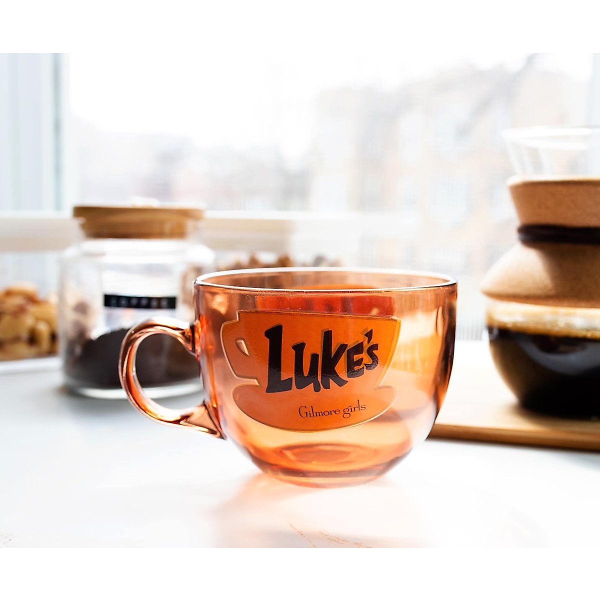 Gilmore Girls Luke's Diner Glass Mug | Large Coffee Cup For Espresso, Tea, Mocha | Holds 16 Ounces
