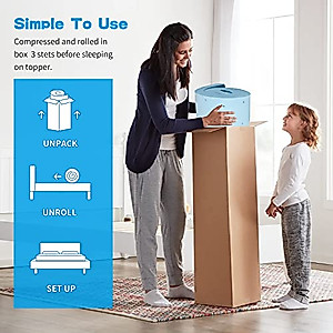 BLKMTY Twin Mattress Topper 3 Inch Ventilated Memory Foam Mattress Gel Memory Mattress Topper Breathable Soft Mattress in a Box, Blue