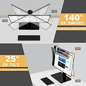 Single Computer Monitor Stand for 13-32 inch Screen, Height Adjustable Monitor Stand, Free Standing Monitor Desk Stand with Swivel, Tilt and Rotation VESA Mount, Black