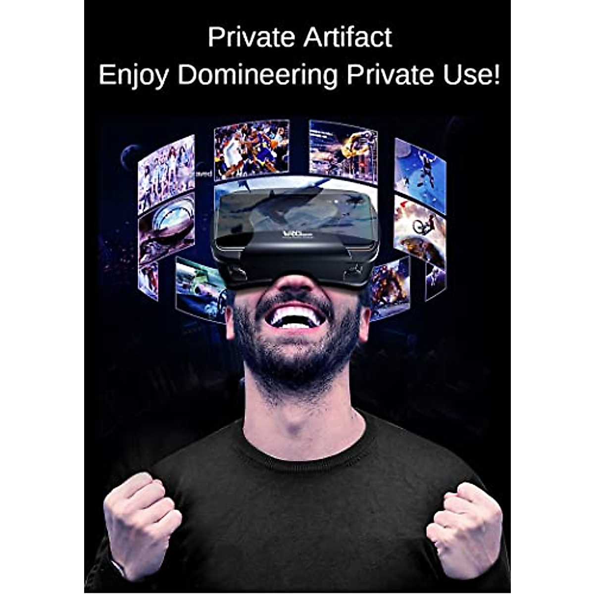 NEWSTYP 5~7inch VRG Pro 3D VR Glasses Virtual Reality Full Screen Visual Wide-Angle VR Glasses Box for 5 to 7 inch Smartphone Eyeglasses with Bluetooth Remote Control (Black Basic)