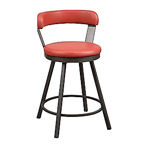 Lexicon Hoisington Swivel Counter Height Chairs (Set of 2), 25.5" SH, Red