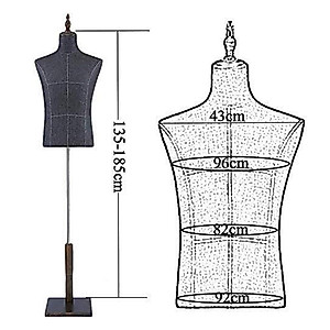 Mannequin Tailors Dummy Dressform Mannequin Dressmakers Male Tailors Dummy Torso Display for Dressmakers with Wood Tripod Base Dressform Mannequin