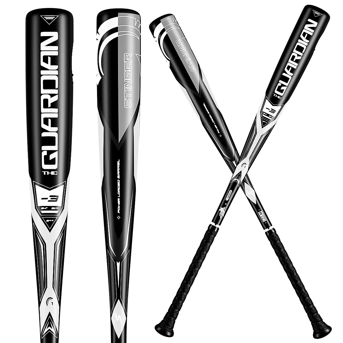 Guardian X Stinger BBCOR Baseball Bat - 3 Drop - 2 5/8" Barrel - Available in 31” to 34” - Drop 3 Baseball Bat for Middle School, High School, or College - 32" - 29 oz - Black/Gray
