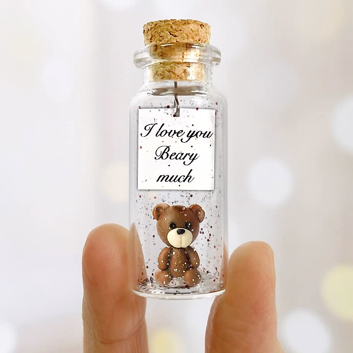Kseniya Revta Cute Girlfriend and Boyfriend Gifts - Personalized Anniversary Present for Her Him - Custom Birthday Gift Idea for Women Men (Brown Bear - I Love You Beary Much, Gift Bottle)