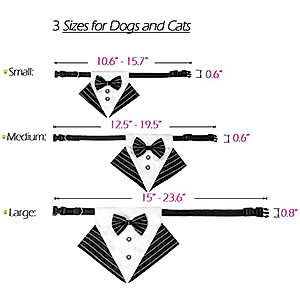 Bow Tie Dog Collar, iToolai Adjustable Collar Wedding Bandana for Small Medium Large Dog Boy(Black Strips, Large)