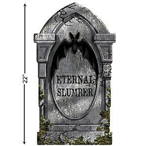 Eternal Slumber Foam Tombstone - 22" (1 Count) - Spooky & Realistic Party Decor for Haunted Houses, Halloween Celebrations