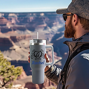 Personalized 40 Oz Tumbler with Engraved Logo Text and Graphic|Custom Insulated Tumbler with Lid and Straw Double Wall Stainless Steel Coffee Tumbler Personalized Gifts for Women and Birthday