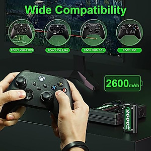 2023 Original - 2x2600mAh High Capacity Rechargeable Battery Pack for Xbox Controllers, WEGWANG Fast Charging Controller Battery Pack with Xbox One/Xbox Series X|S Xbox One S/Xbox One X Controller