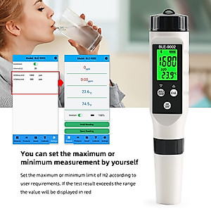 RCYAGO Bluetooth Hydrogen Meter, High Accuracy Pen Type H2 Meter, Hydrogen Tester with ATC, Digital Water Quality Monitor Tester for Drinking Water, Hydrogen Water Bottle, Hydrogen Water