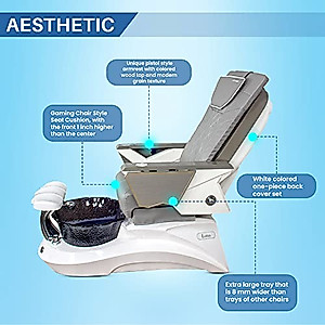 Viggo II FX Shiatsulogic Pedicure Chair Metallic Gold Stylish Pedicure Tub w/Discharge Pump & Pipe-Less Magnetic Jet Pedicure Spa, Black Cover Set