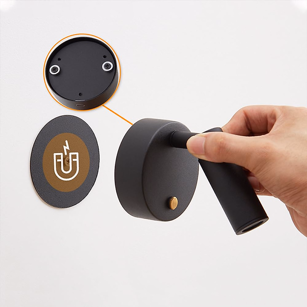 Battery Operated Wall Light Magnetic Spotlight 90°/350° Adjustable Led Wall Sconce Touch Control Usb Charging Wall Mounted Lamp Cordless Wall Lamp Portable Stair Lights Indoor for Reading Lamps