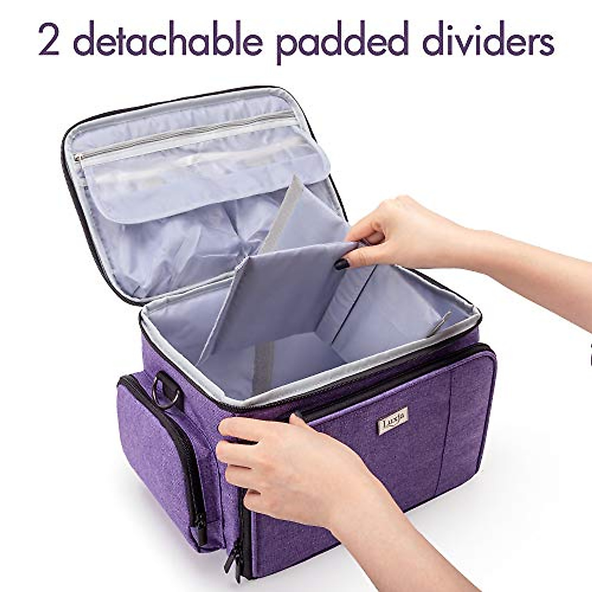 Luxja Carrying Case Compatible with Cricut Joy and Easy Press Mini, Carrying Bag with Supplies Storage Sections, Purple