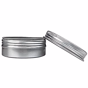 24 Pack (2 Oz/60ml) Screw Top Round Aluminum Tin Cans, Metal Tin Storage Jar Containers with Screw Cap for Lip Balm, Cosmetic, Candles, Salve, Make Up, Eye Shadow, Powder, Tea
