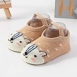 Zumou Baby Non Skid Anti Slip Animal Socks for Toddler Girls Slipper No Show 0-36 Months 6 Pairs (1T-3T, Animal)