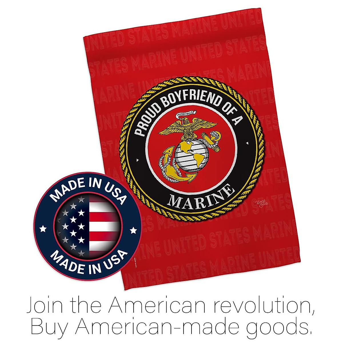 Breeze Decor Proud Boyfriend Garden Flag Armed Forces Marine Corps USMC Semper Fi United State American Military Veteran Retire Official House Banner Small Yard Gift Double-Sided, Made in USA