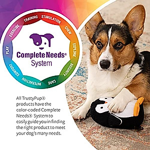 TrustyPup Strong 'N Silent Penguin Silent Squeak Plush Dog Toy, Chew Guard Technology - Black/White, Medium