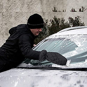ZARSIO Ice Scraper with Glove Waterproof Car Scraper Mitt Thick Warm Snow Remover Glove Car Window Frost Removal Brush Tool for Car Windshield