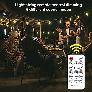 LED Outdoor String Lights With Remote Control, RGBW Patio Smart Warm Light with 20 Clear Bulbs for Patio Decorative Garden Holiday Indoor Wedding Home Decorating, Christmas Wedding Holiday Lights