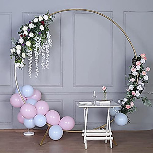 Efavormart 7.5 Ft Round Gold Metal Wedding Arch Photo Booth Backdrop Stand - 100 Lbs Capacity