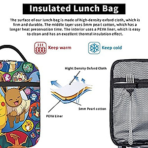 Anime Collage Insulated Lunch Bag Box For Men Large Capacity Leakproof Work Lunch Tote Bag With Zipper External Bottle Holder Cooler Bags Office