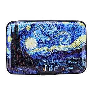 ELFISH RFID Blocking Credit Cards Holder Aluminum Wallet Metal ID Case for Men Women (see moon)