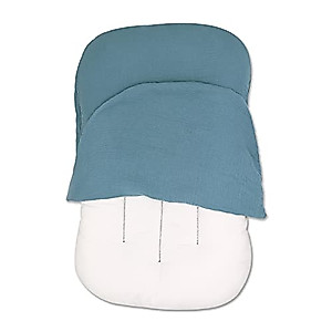 Muslin Baby Lounger Cover Soft Organic Cotton Slipcover Fits Newborn Lounger for Baby Boys and Girls (Blue)