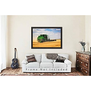 Farm Photography Print (Not Framed) Picture of Combine Cutting Wheat During Harvest in Colorado Country Wall Art Farmhouse Decor (16" x 20")