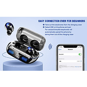 Mix Hero Bluetooth Headphones,IP5 Auto Pairing 200H Stereo Sound True Wireless Earbuds in Ear Bluetooth Earphones Binaural Call Headset with Built in Mic and Charging Case for Sports Running