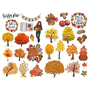 Seasonstorm Gold Autumn Trees Aesthetic Diary Travel Journal Paper Stickers Scrapbooking Stationery School Office Art Supplies