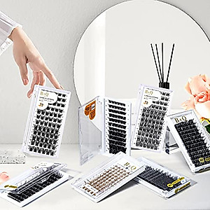 Lash Clusters B02 DIY Eyelash 72 Cluster Lashes C D Curl B&Q LASH Mega Volume Individual Lashes Eyelash Clusters Wispy Lashes Cluster DIY at Home (NM-D-8-16MIX)