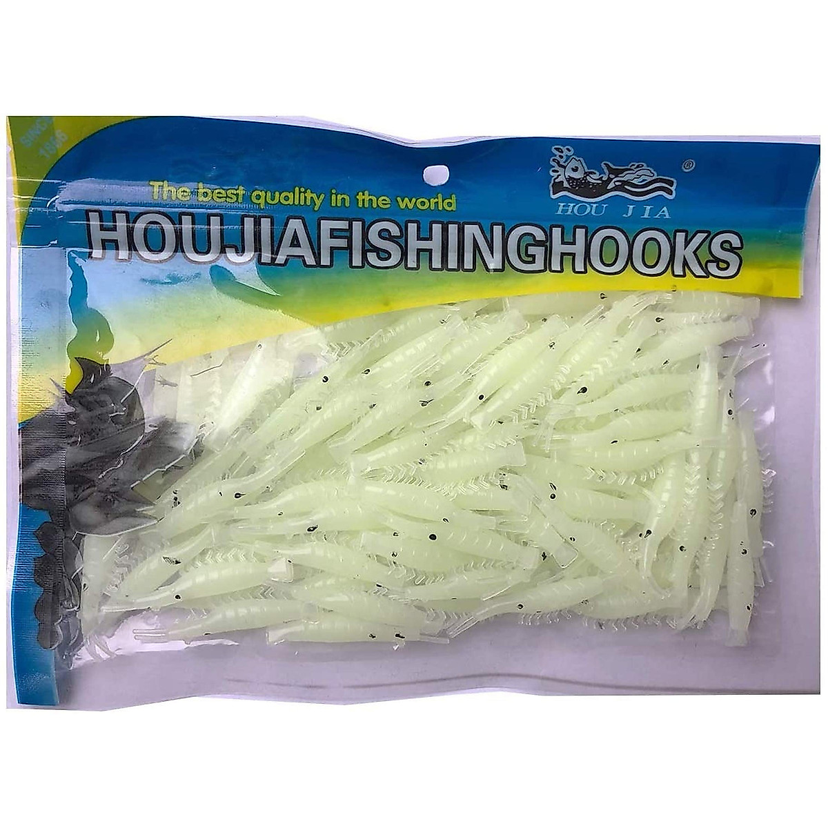 100 Pcs 4.8cm Soft Lure Baits Shrimps Fishing Lures, Luminous Green Soft Shrimp Bait, Scented Micro Fishing Bait for Trout Bass Crappie, Fishing Gears Worms Glow Shrimps