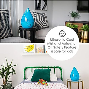Crane Ultrasonic Cool Mist Humidifier for Bedroom, Baby Nursery, Kids Room, Plants, or Office, Large 1 Gallon Tank, Filter Optional, Aqua