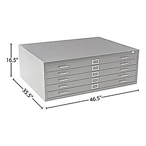 Safco Products Flat File for 42" W x 30" D Documents, 5-Drawer (Additional Options Sold Separately), Black