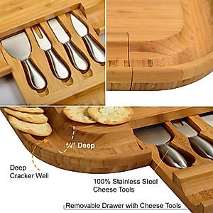 Custom Personalized Engraved Bamboo Cheese/Charcuterie Cutting Board with Knife Set & Cheese Markers- Designed & Quality Checked in USA