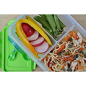 By Caleb Company 3 Pack Green Bento Boxes - 39 Ounce Divided Food Storage Containers With Lids - Leakproof, BPA Free Bento Lunch Box for Adults & Kids Lunches Is Safe For Dishwasher & Microwave