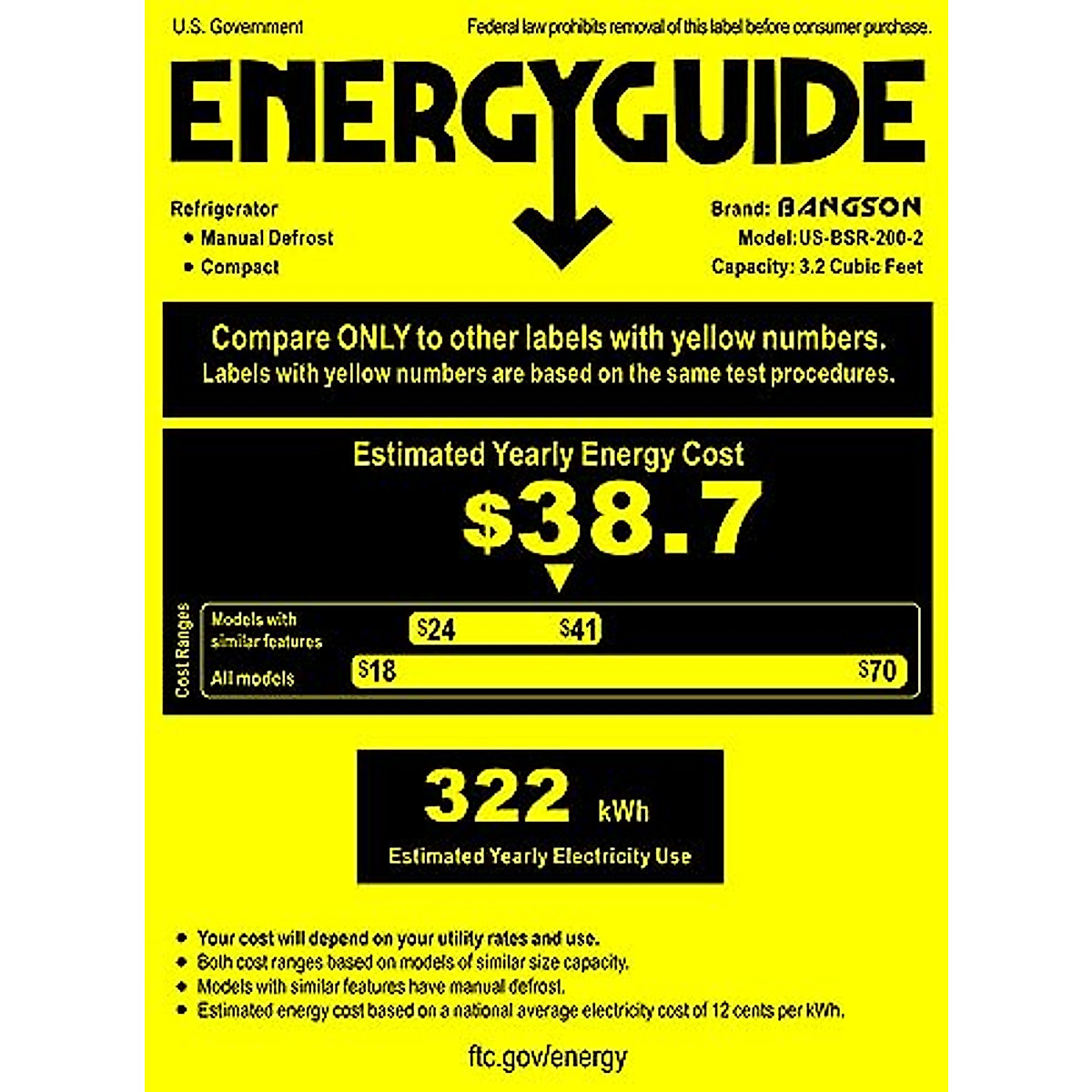 BANGSON Mini Fridge with Freezer, 2 Door Small Refrigerator with Freezer, Mini Fridge for Bedroom, 3.2 CU.FT, For Home, Office, Dorm, Garage or RV, (Black)