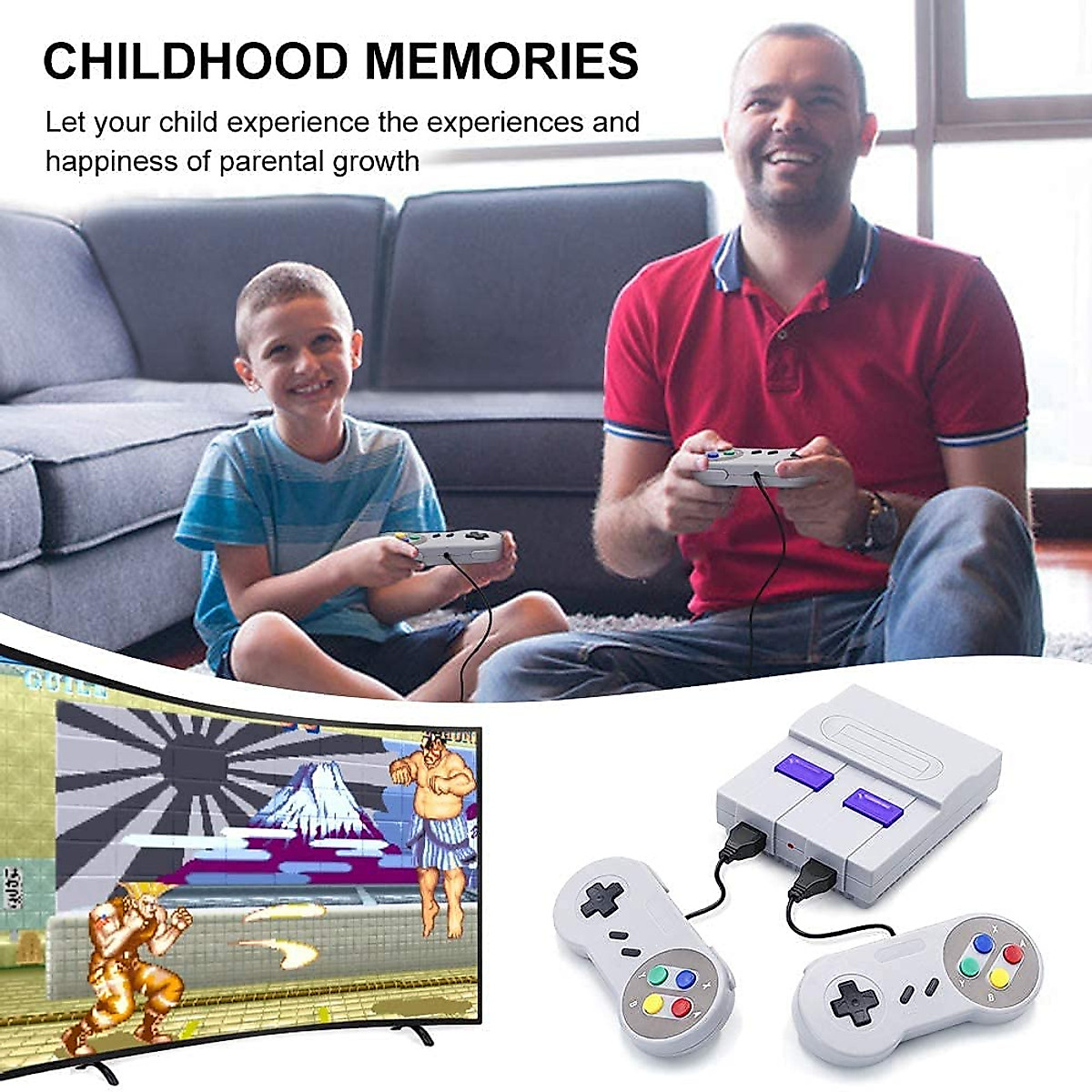 oliv Retro Game Console,Handheld Video Game Console Classic Built-in 821 Games with Controllers, Super Mini TV Classic Video Gaming Console HD Output Plug&Play Player for Kid, Adult Gift