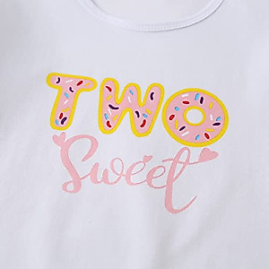 Baby Girls Birthday Outfit Sweet One/Two Donut Bell Bottom Pants Headband Set (Two Sweet Pink 2, 18-24M)