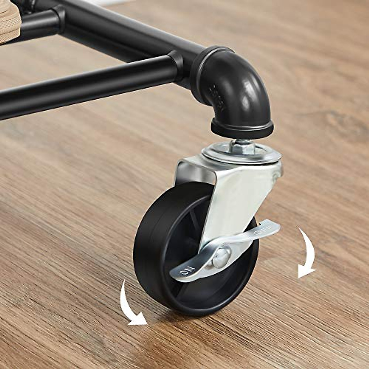 SONGMICS Clothes Rack, Industrial Double Rod Metal Clothing Rack for Hanging Clothes, Adjustable Middle Rod, with Wheels and Shelf, Heavy-Duty Commercial Display, Black UHSR62BK