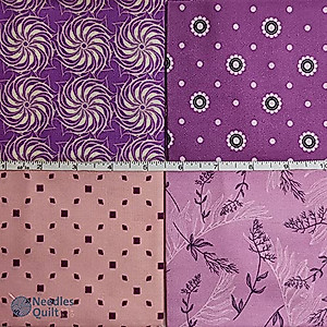 Needles Quilt Studio - 8 Fat Quarters 22" X 18" (Amethyst Garden) | Cotton Quilting Fabric Bundles - Quarter Yard Material for Sewing & Quilters - Precut Bundle Pattern Cloth Packs