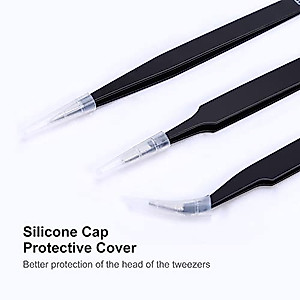 kaverme 3PCS Precision Tweezers Set, Upgraded Anti-Static Stainless Steel of Tweezers, for Electronics, Soldering, Laboratory Work, Jewelry-Making, Model, Craft