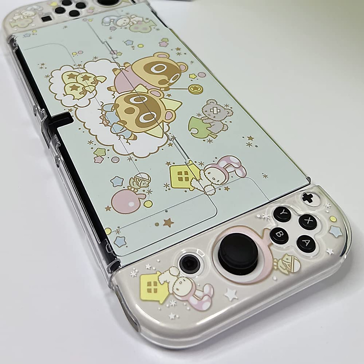 ENFILY Cute Case Compatible with Nintendo Switch OLED 2021, Animal Party Dockable Case Cover, Ergonomic Soft TPU Grip Case for Joycon, Sparkle Skin Set