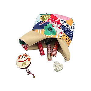 BAR Stylish Cotton Japanese Pattern Wrist Bag Sleeve Knot Pouch Portable Canvas Tote Purse for Female, Women (Graffiti)