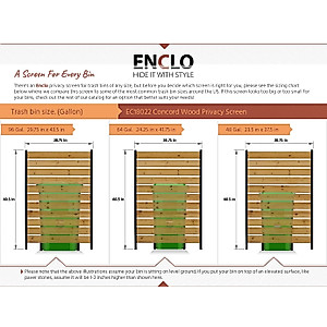 Enclo Privacy Screens EC18022 5ft H x 3.2ft W Concord Wood Outdoor Privacy Fence Screen, Perfect to Hide Trash Cans (1-Panel)