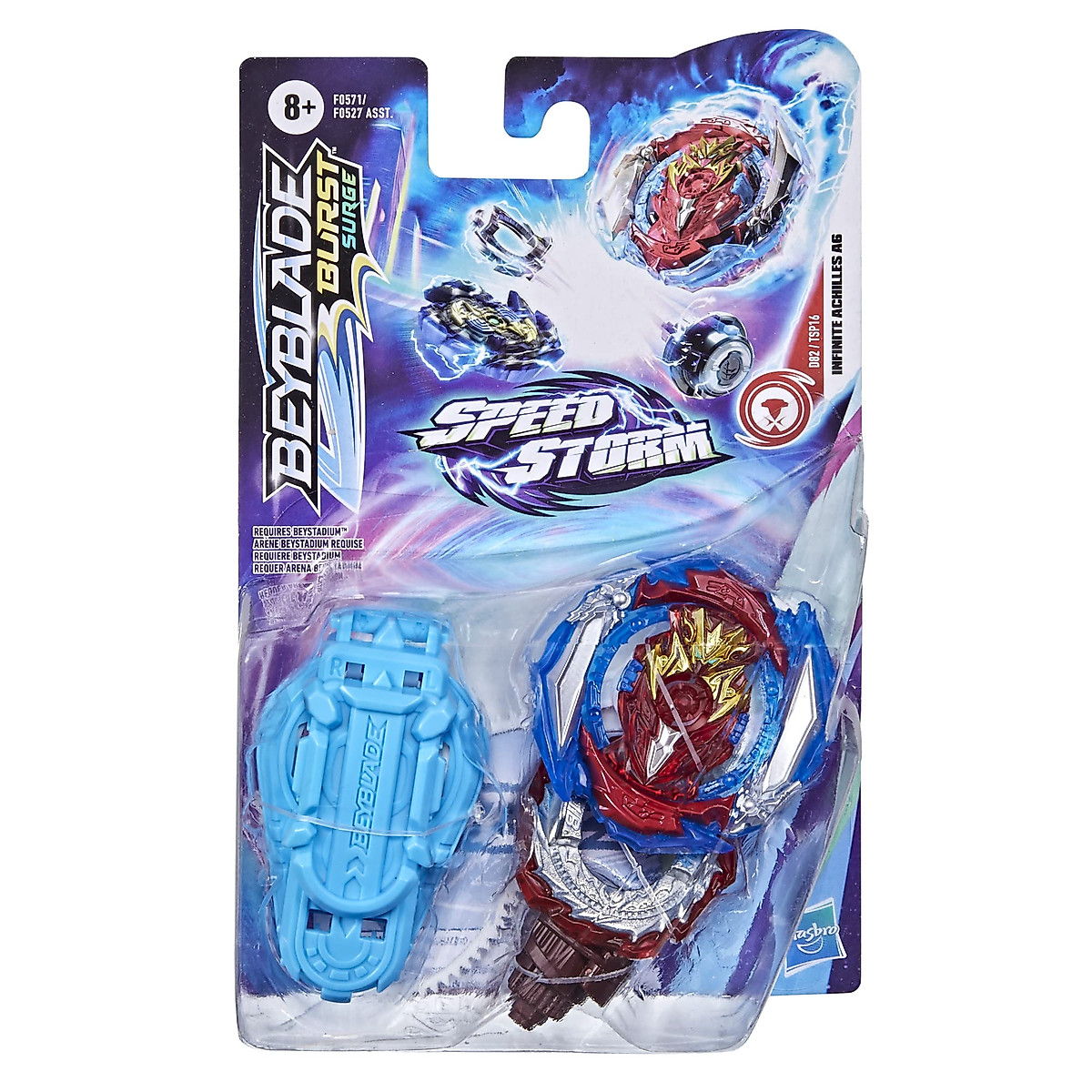Beyblade Burst Surge Speedstorm Infinite Achilles A6 Spinning Top Starter Pack – Balance Type Battling Game Top with Launcher, Toy for Kids