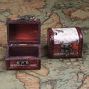 fublousRR5 Jewelry Box, Retro Stamp Style Metal Lock Wooden Jewelry Storage Box Treasure Necklace Case