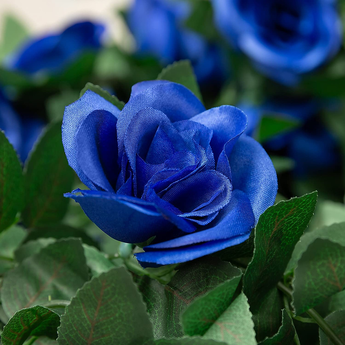 Yebazy 4PCS(30FT) Artificial Rose Vine Fake Rose Garland Artificial Flowers for Hotel Wedding Home Party Garden Decor（Royal Blue）